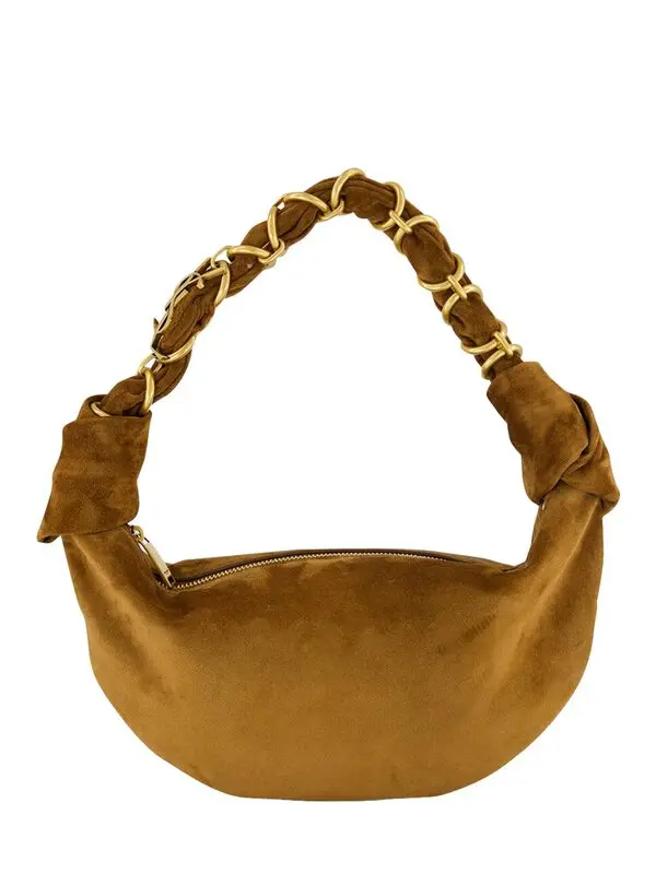 Saint Laurent Caramel Cognac Amalia Mini Suede Hobo Handbag - Brown