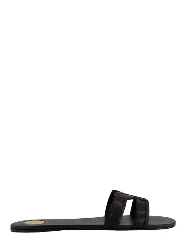 Saint Laurent Mabrouka Leather Slides - Black