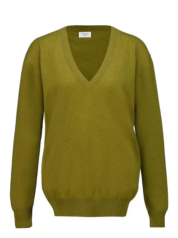Saint Laurent Cashmere V-neck Sweater - Green