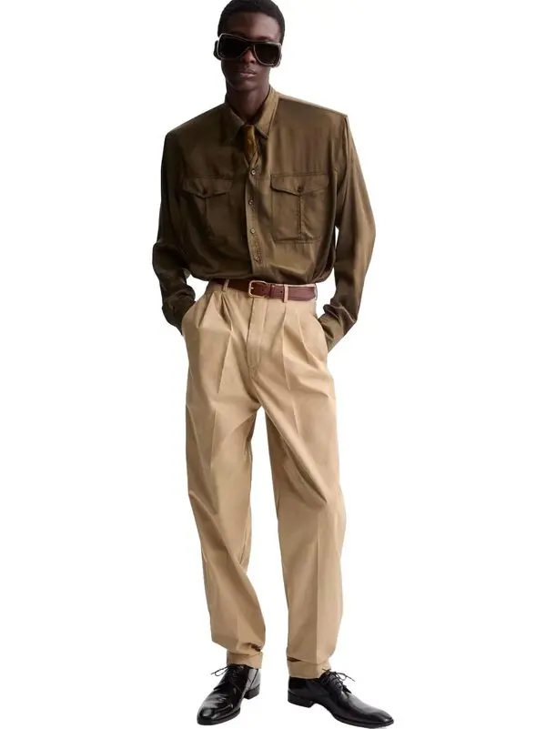 Saint Laurent Slim-fit Technical Cotton Pants - Beige