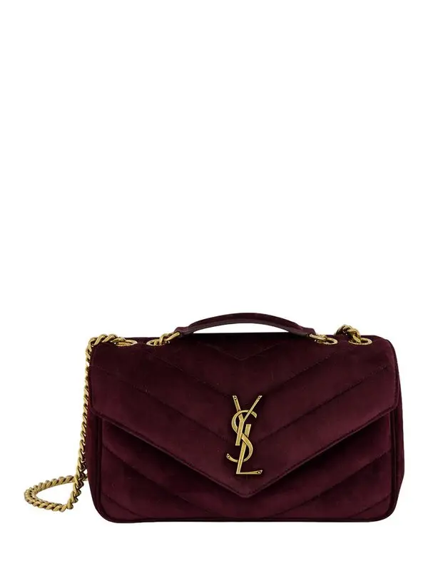 Saint Laurent Loulou Small Suede Bag - Burgundy