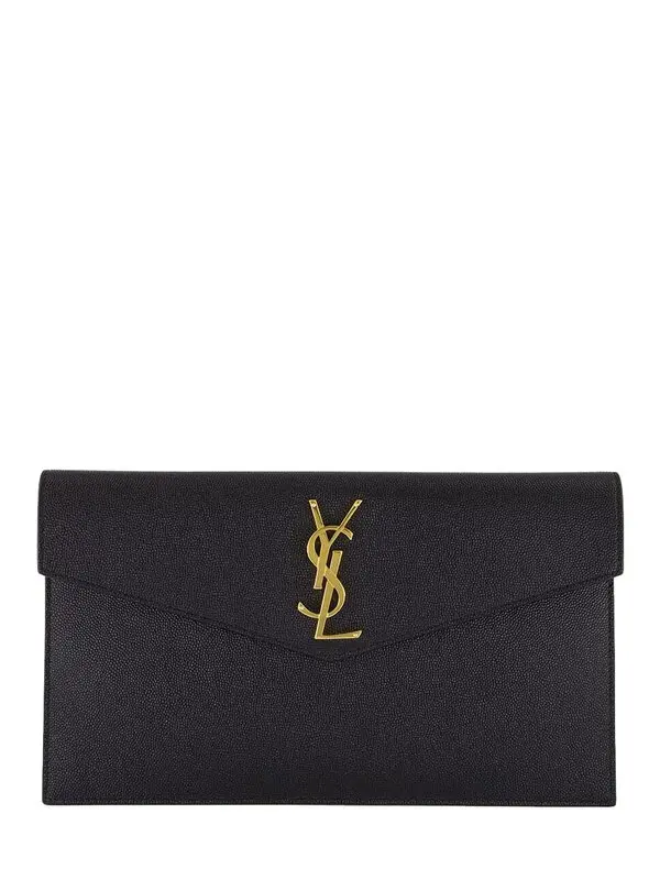 Saint Laurent Uptown Grain Leather Pouch - Black