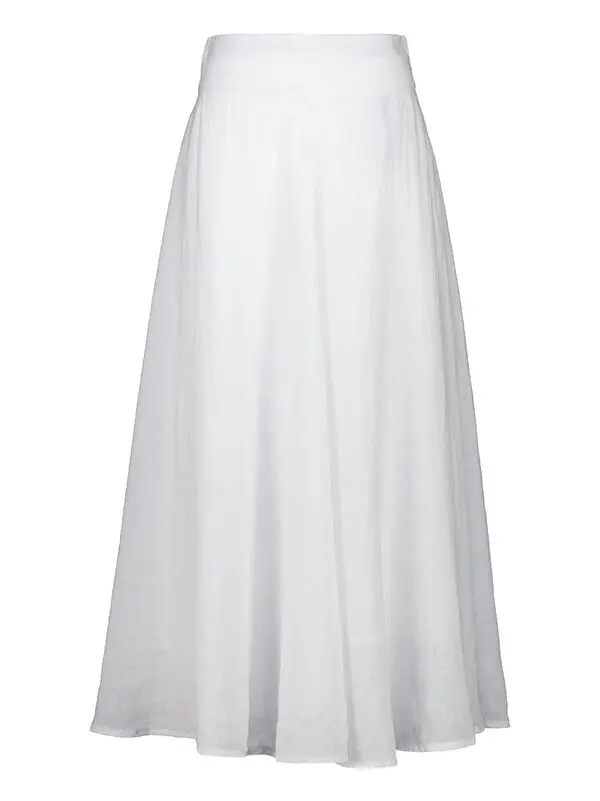 120% Lino Linen And Cotton Maxi Skirt - White