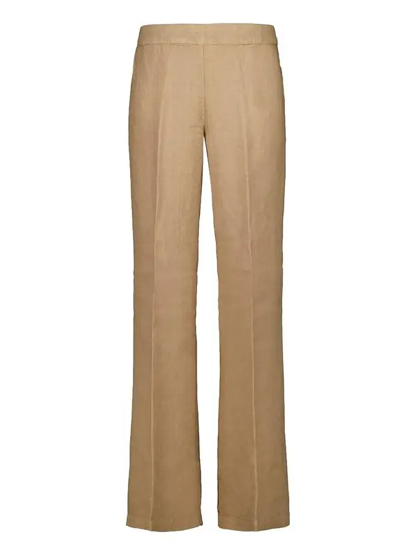 120% Lino Savana Linen Casual Fit Trousers - Brown