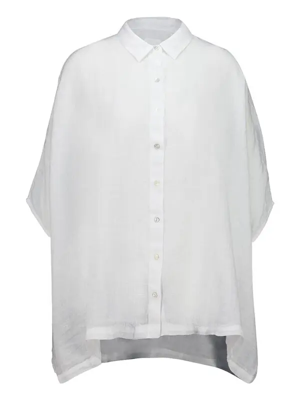 120% Lino Linen Short Sleeve Shirt - White