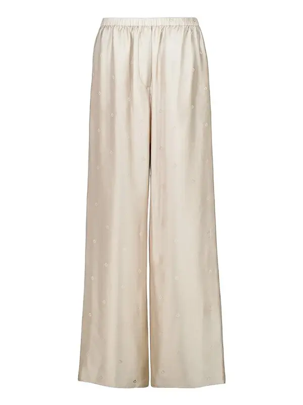 FERRAGAMO Safari Straight-leg Silk Trousers - Beige
