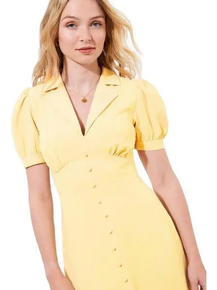 JOE BROWNS Retro Button Front Midi Dress - Butter