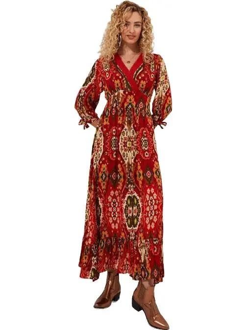 JOE BROWNS Surplice Flounce Maxi Dress - Boho Tapestry