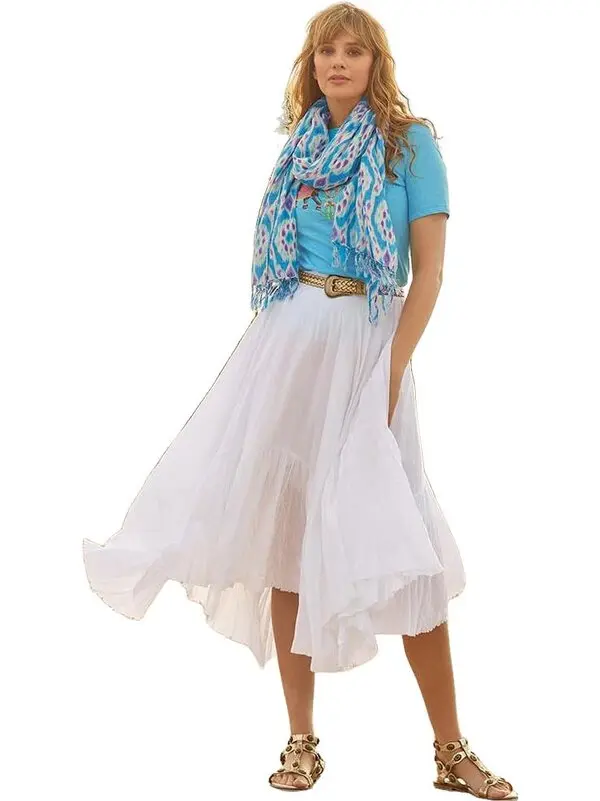 JOE BROWNS Handkerchief Hem Crinkle Midi Skirt - White