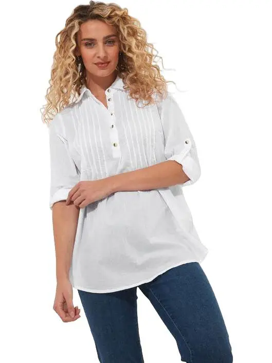JOE BROWNS Cotton Pintuck Blouse - White