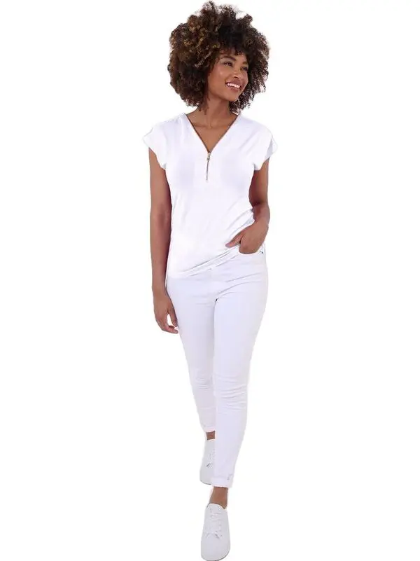 JOE BROWNS Stretch Knit Half Zip Tee - White