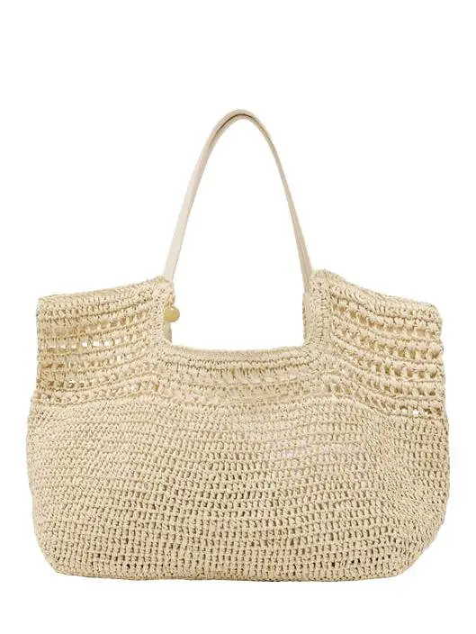 REISS Evelyn Raffia-effect Tote - Natural