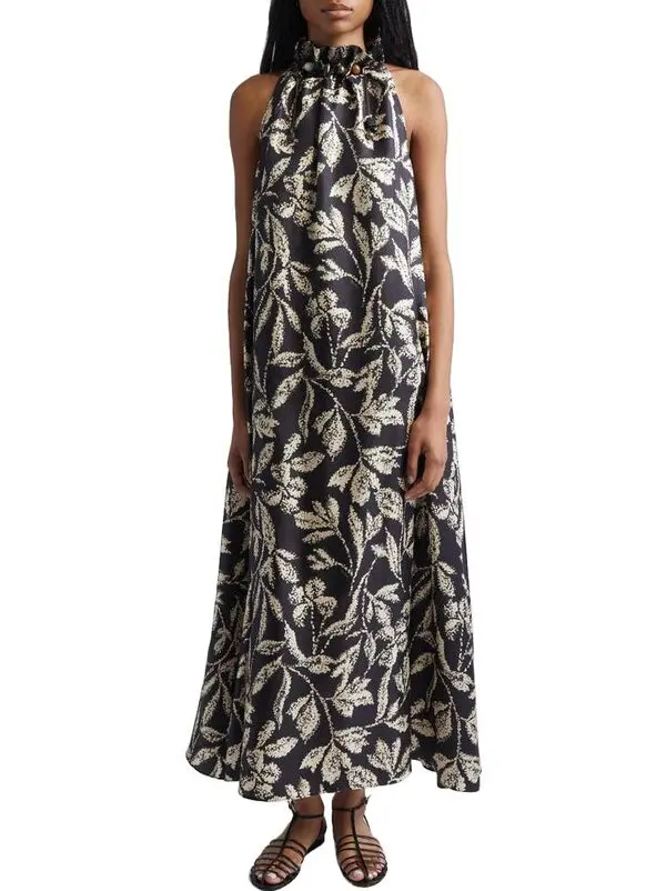 Max Mara Printed Silk Twill Maxi Dress - Black