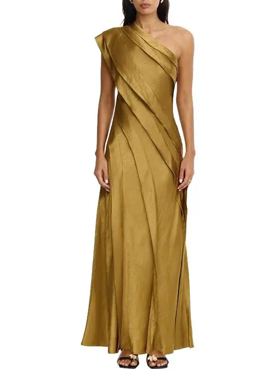 Acler Blenfleet One-shoulder Gown - Brass