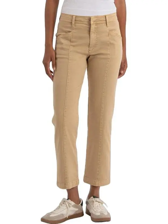 Kut From The Kloth Camry Seamed High Waist Crop Straight Leg Pants - Cashew