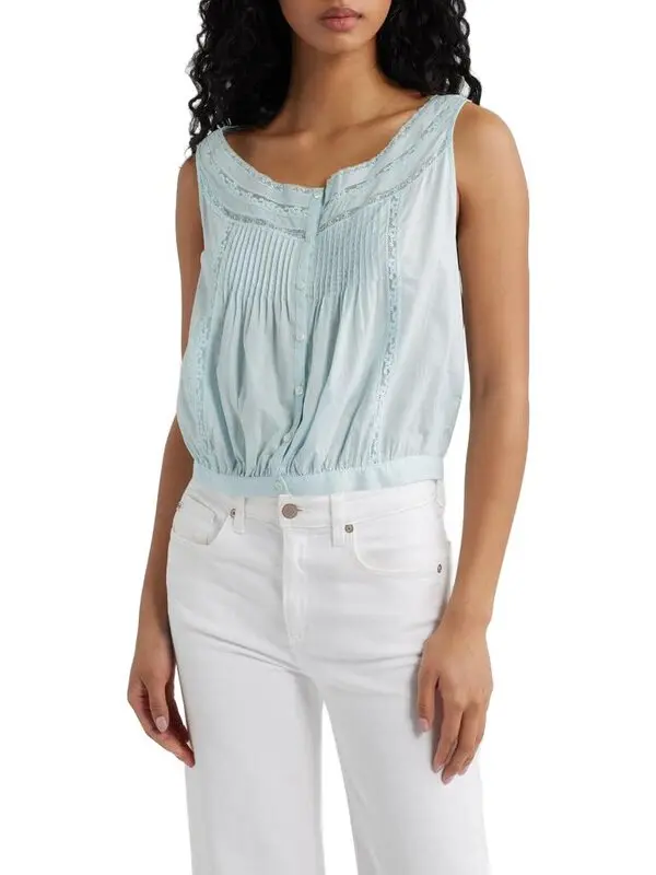 Madewell Lace Inset Pintuck Sleeveless Top - Frosted Sky