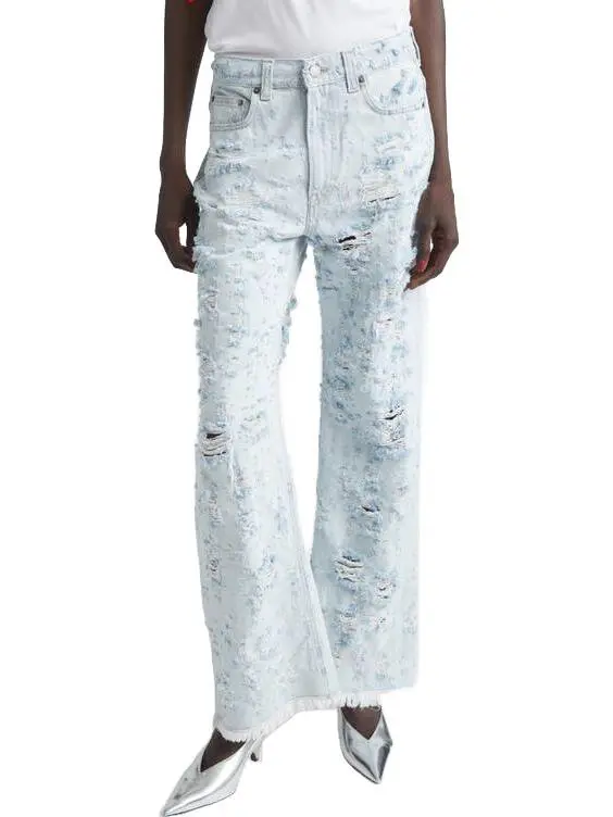 HAIKURE Winny Destroyed Wide Leg Jeans - Light Blue Destroy