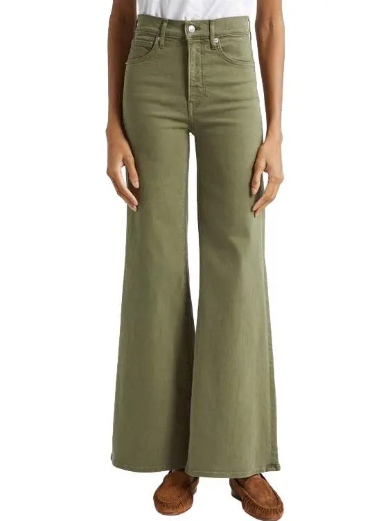 Veronica Beard Joplin Wide Leg Flare Jeans - Army