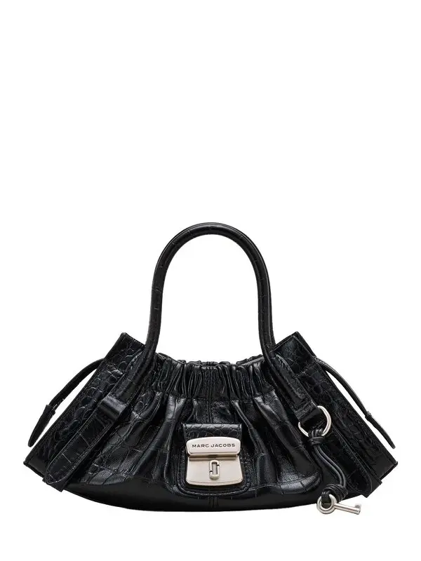 Marc Jacobs Small Satchel With Crossbody Strap - Black Croc Embossed