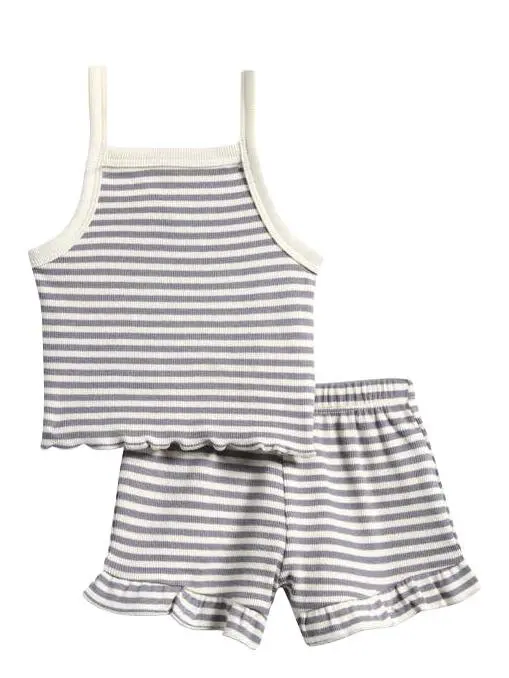 QUINCY MAE Evie Stripe Tank & Shorts Set - Ocean