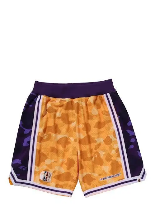 A BATHING APE X Mitchell & Ness Nba Los Angeles Lakers Swingman Shorts - Yellow