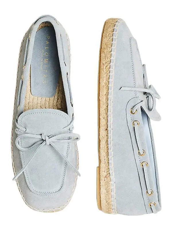PALOMA BARCELO Suede Bow Boat Shoes - Iceberg