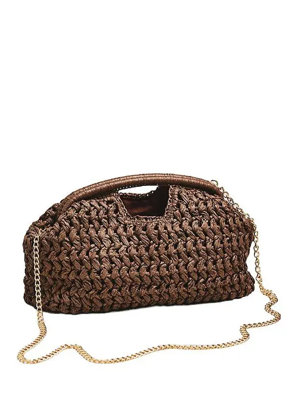 URBAN EXPRESSIONS Lani Raffia Clutch - Chocolate