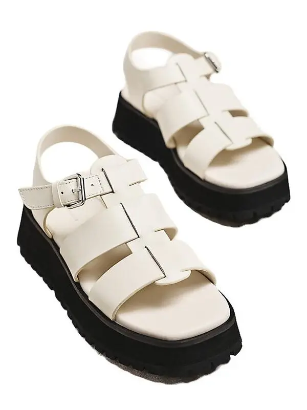 Anthropologie Platform Fisherman Sandals - White