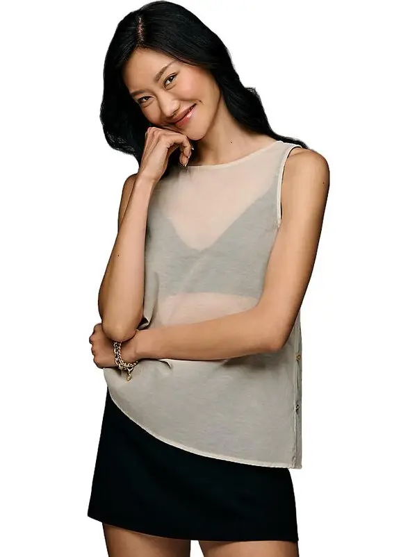 A.REN Camille Sheer Two-piece Tank Top - Taupe