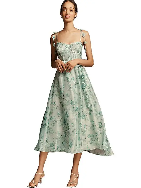 Astr The Label Halcyon Midi Dress - Green Floral
