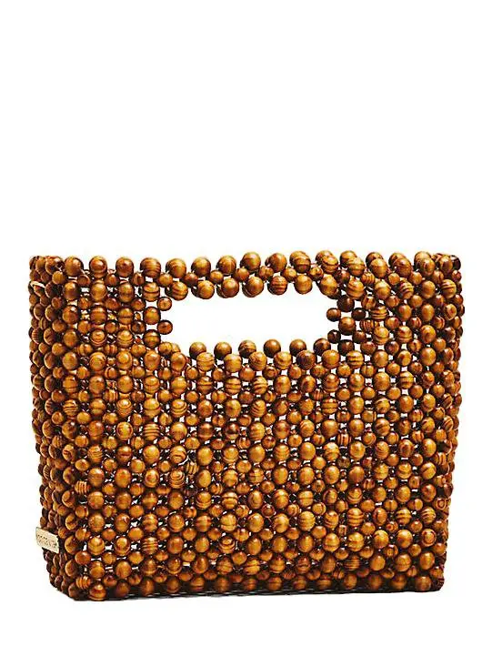 Dolce Vita Wood Beaded Clutch - Natural