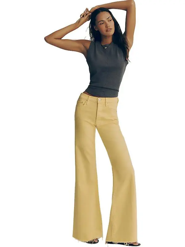 MOTHER Tomcat Roller Fray High-rise Wide-leg Jeans - Sunshine