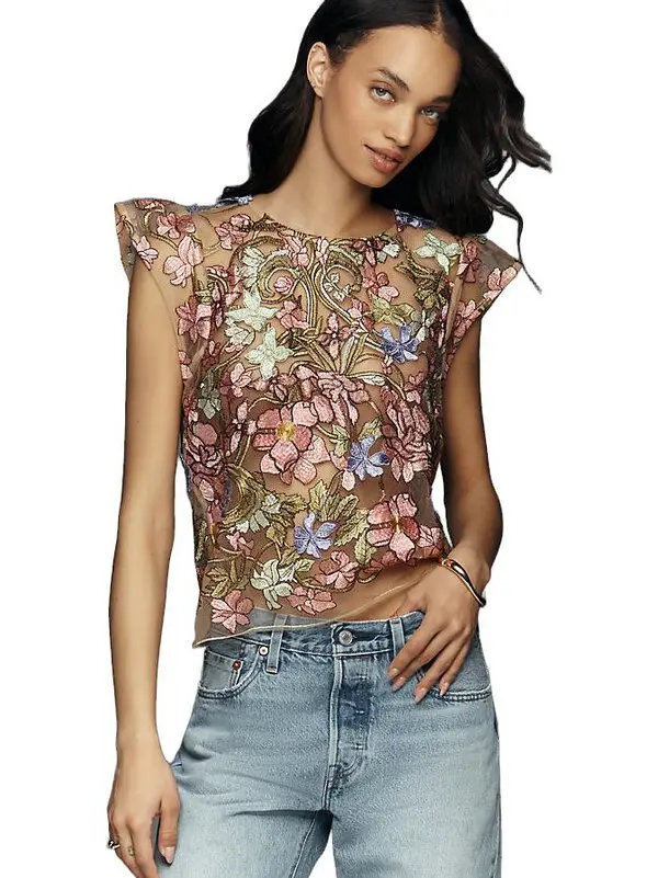 DOLAN LEFT COAST Floral Muscle Tee - Ivory Floral