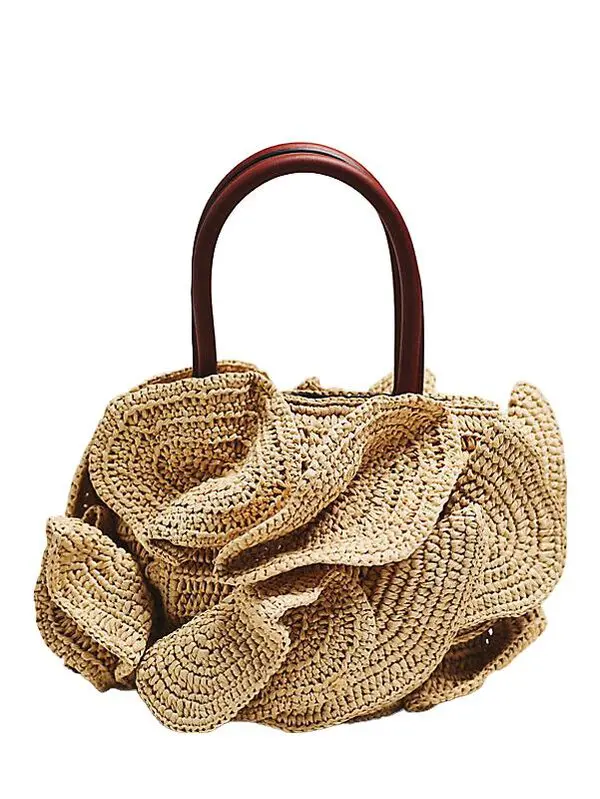 Farm Rio Raffia Floral Shoulder Bag - Natural
