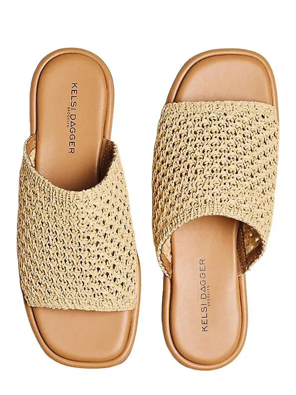 KELSI DAGGER BROOKLYN Benny Netted Raffia Slides - Neutral