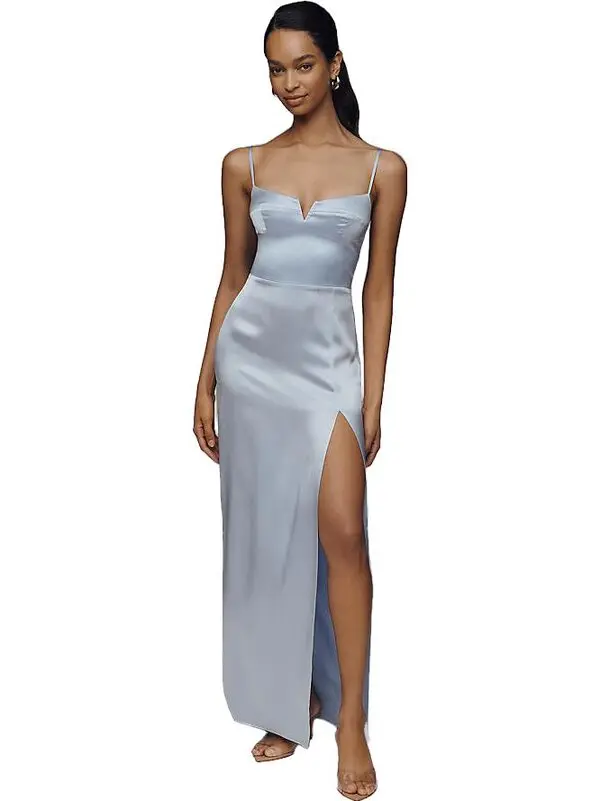 Amanda Uprichard Lyra Satin Maxi Dress - Baby Blue