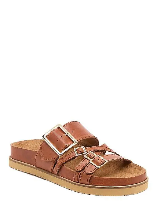 KELSI DAGGER BROOKLYN Buckle Slide Sandals - Tan