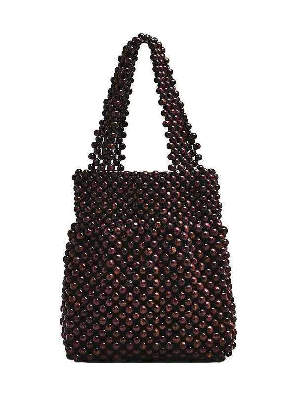 BEMBIEN Maris Wood Beaded Handbag - Brown