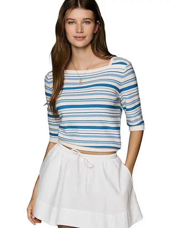 Derek Lam 10 Crosby Andora Short-sleeve Sweater - Blue Stripe