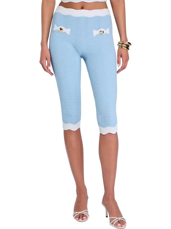 Retrofete Bathilde Rib Knit Capri Pant - Metallic Glace/wht