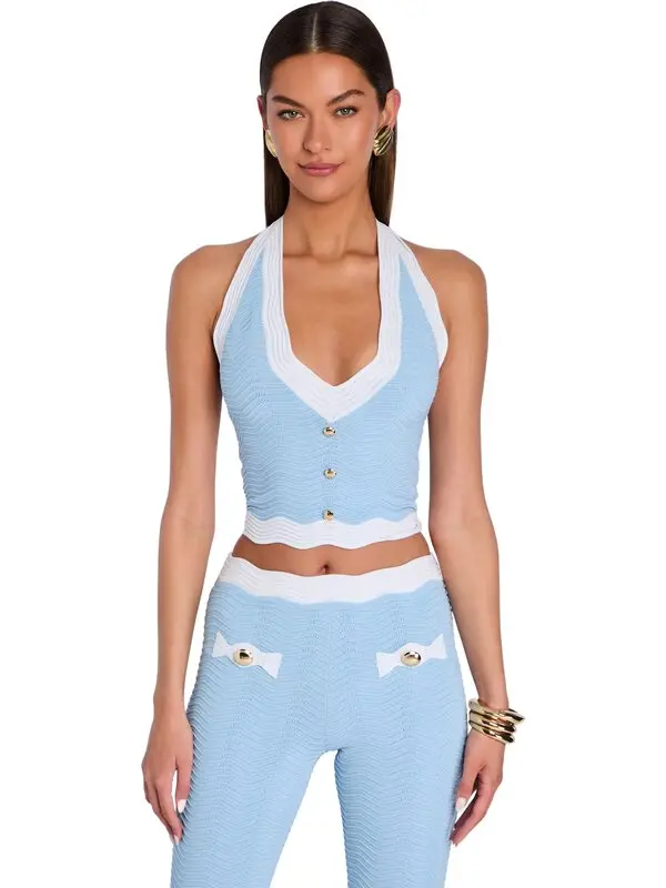 Retrofete Leena Rib Knit Top - Metallic Glace/wht