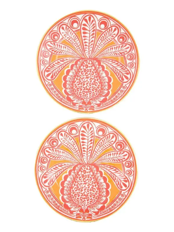 La DoubleJ Set Of 2 Pineapple Dessert Plates - Red