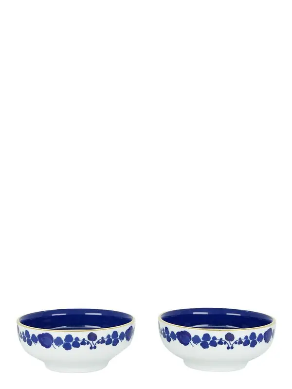 La DoubleJ Porcelain Snack Bowl Set Of 2 - Blue