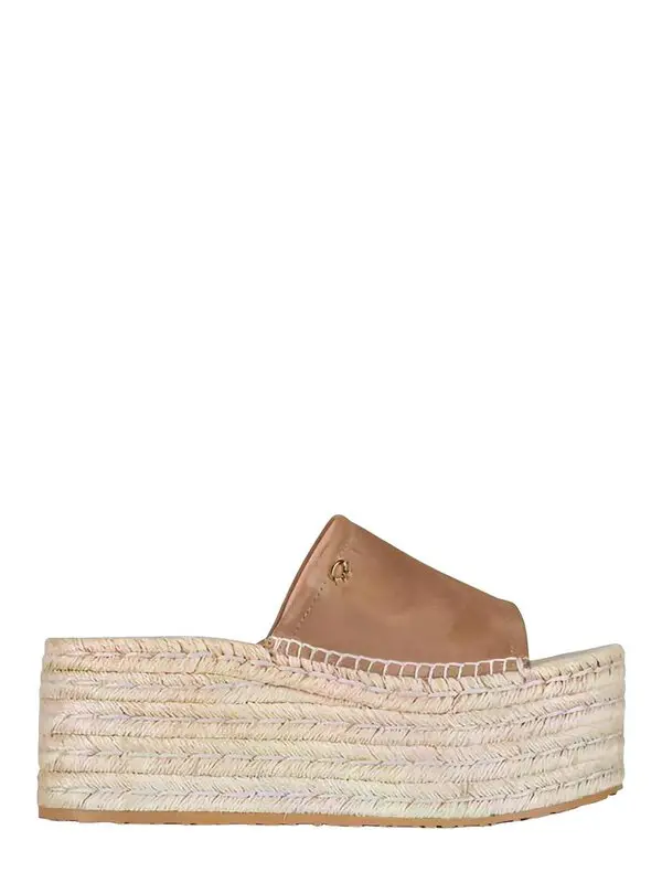 GIANVITO ROSSI Platform Espadrille Slides - Brown