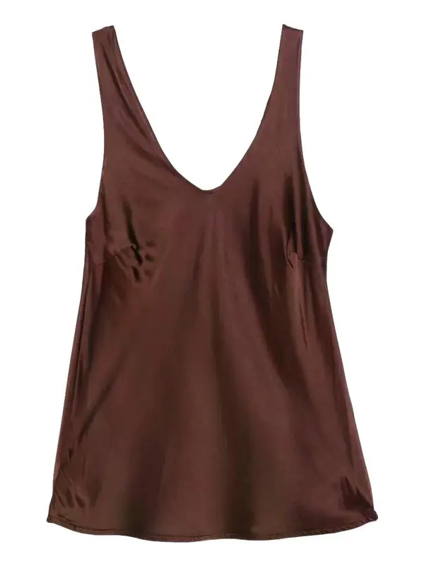 Dixie Sleeveless V-neck Top - Brown