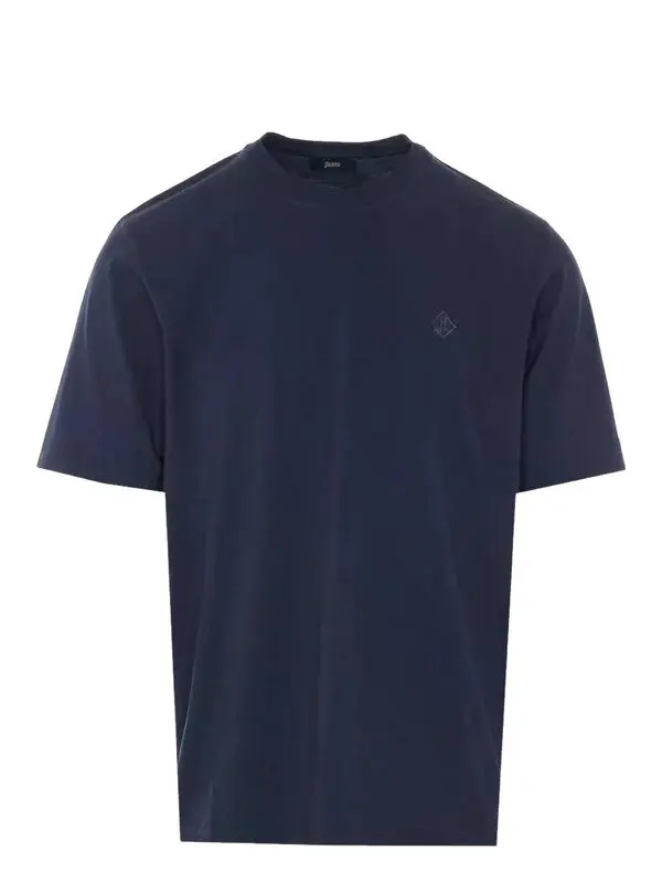 Herno Embroidered-logo Crew-neck T-shirt - Blue