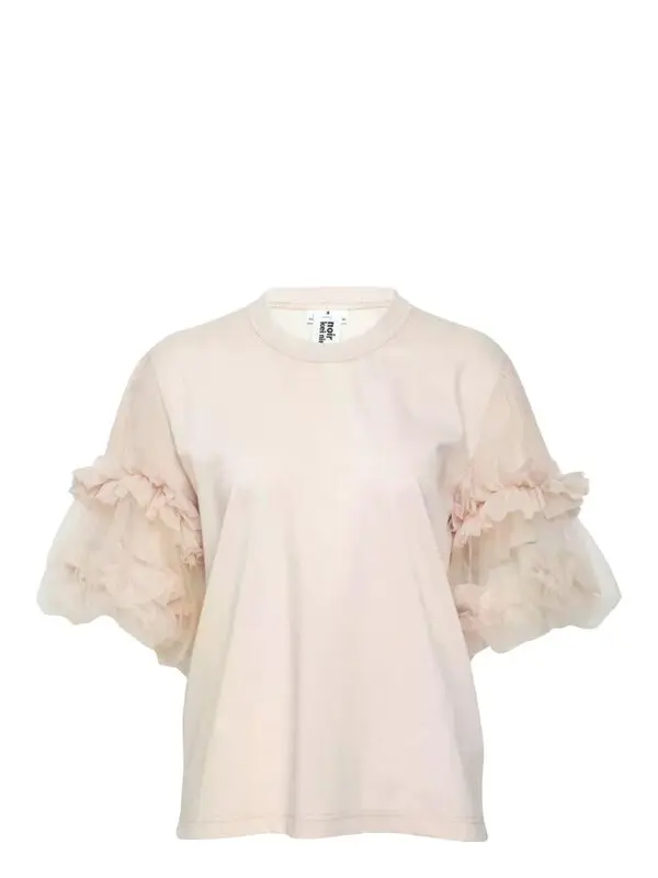 Noir Kei Ninomiya Ruffled-sleeve Cotton Top - Neutrals