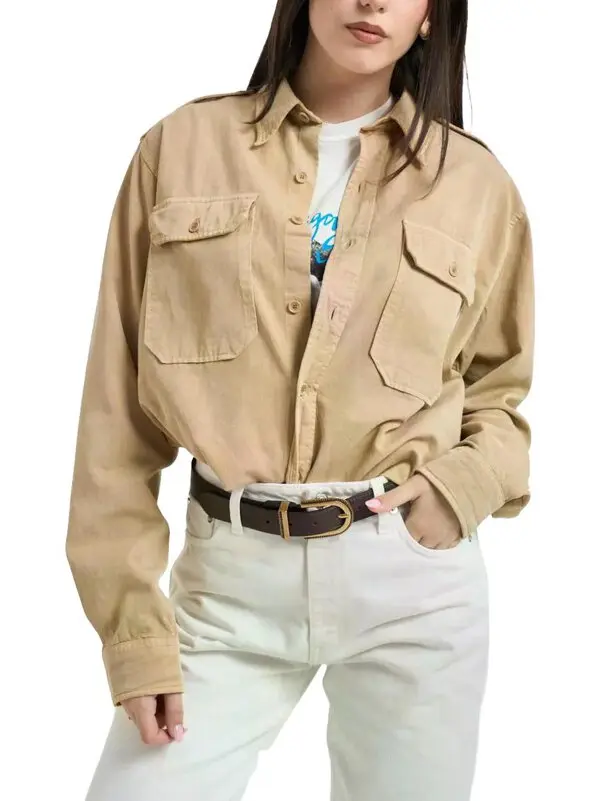 ROY ROGER'S Buttoned Pocket Shirt - Neutrals