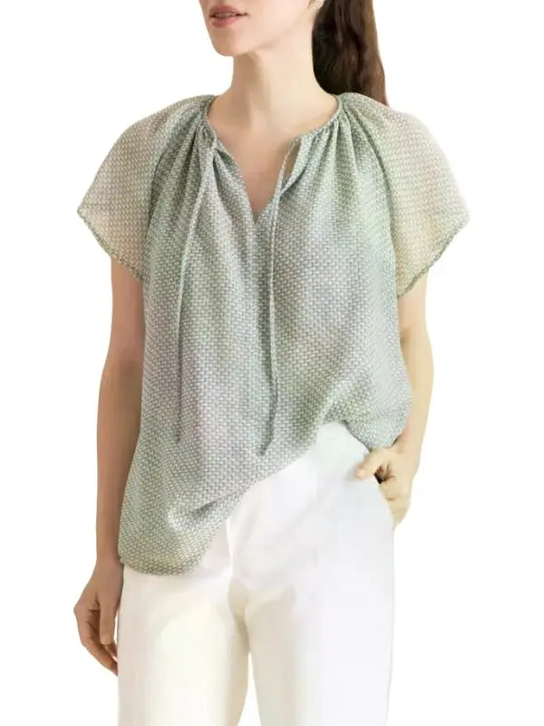 MAISON COMMON V-neck Flutter-sleeve Blouse - Green