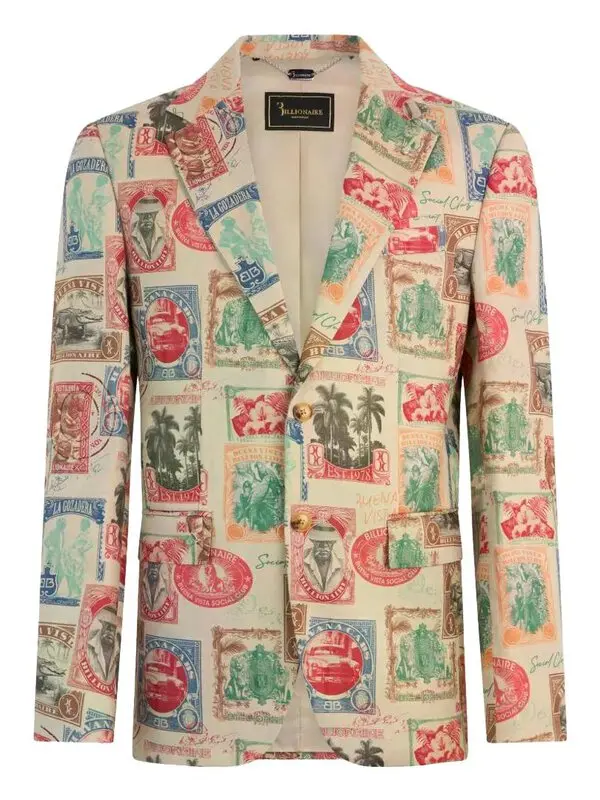 BILLIONAIRE Printed Linen Blazer - Neutrals